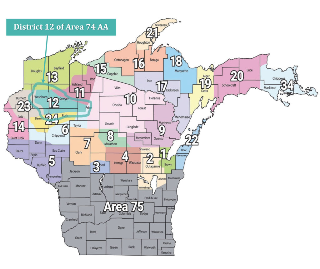 Wisconsin Alcoholics Anonymous District Map Alcoholics Anonymous 2021 Wisconsin Alcoholics Anonymous District Map Alcoholics Anonymous 2021